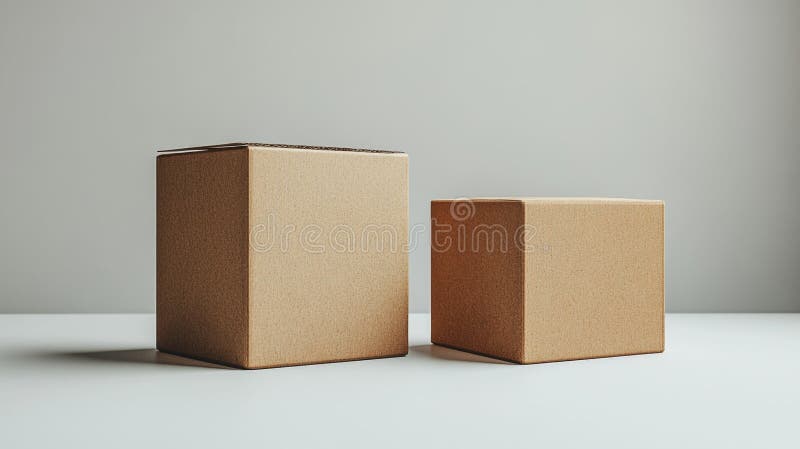 Two Brown Cardboard Boxes on Neutral Background Generative AI Stock ...