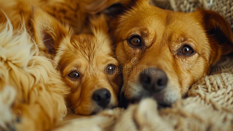 Two Brown Dogs Laying on a Blanket Stock Photo - Image of carpet ...