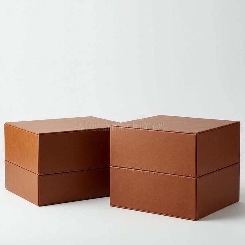 Two Brown Leather-like Boxes with a Sleek, Rectangular Design are ...