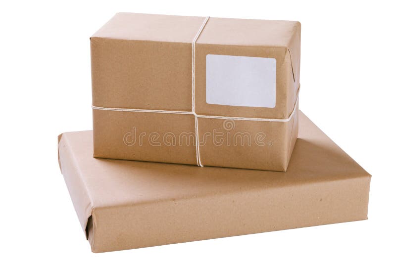 Two Brown Paper Parcels stock image. Image of isolated - 27948475