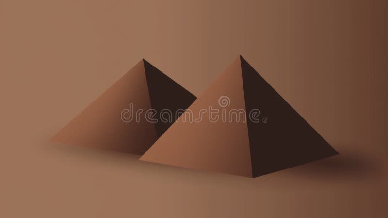Two Brown Pyramids Casting Long Shadows on a Rich Brown Background ...
