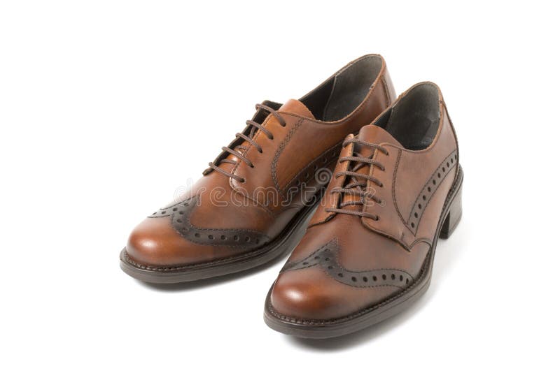 Two Brown Shoes Isolated on White Stock Photo - Image of walking ...