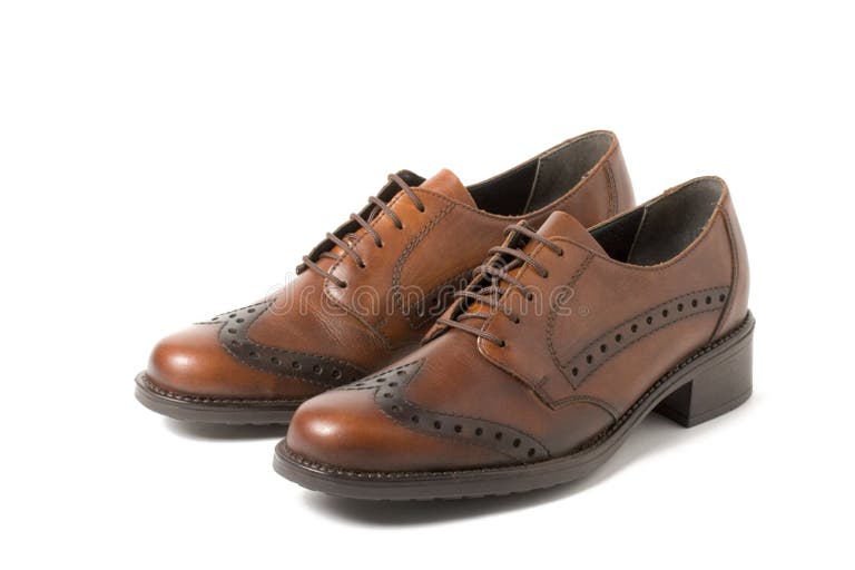 Two Brown Shoes Isolated on White Stock Image - Image of feet, soles ...