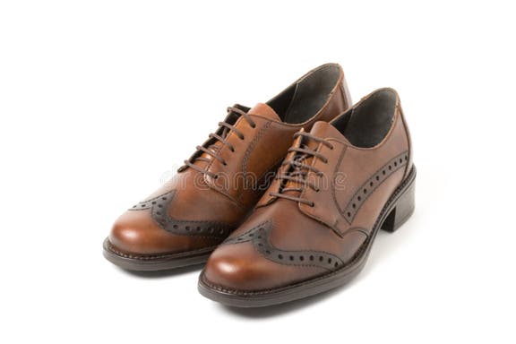 Two Brown Shoes Isolated on White Stock Image - Image of shoelace, body ...