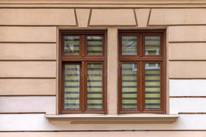 Two Brown Windows stock image. Image of facade, belgrade - 244478483