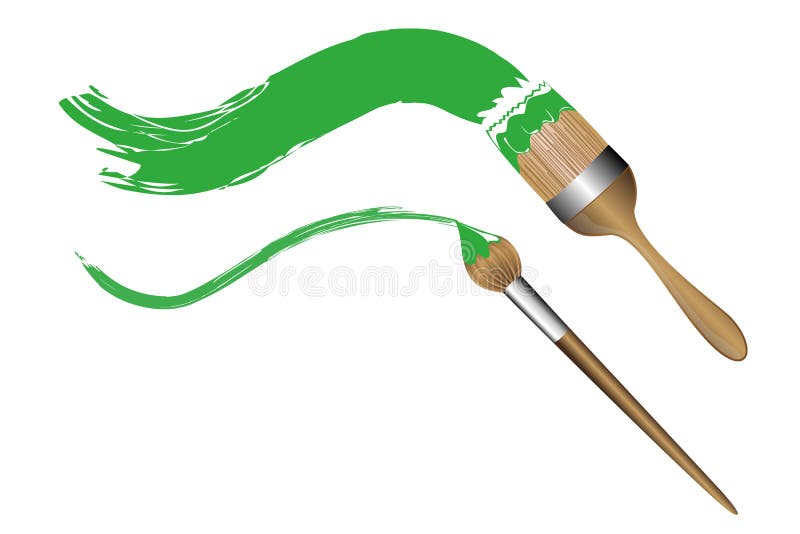 Two Brushes with Green Color Stock Vector - Illustration of eps10 ...