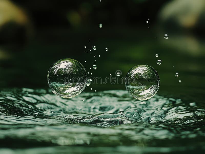 Two Bubbles Above a a Body of Water Stock Illustration - Illustration ...