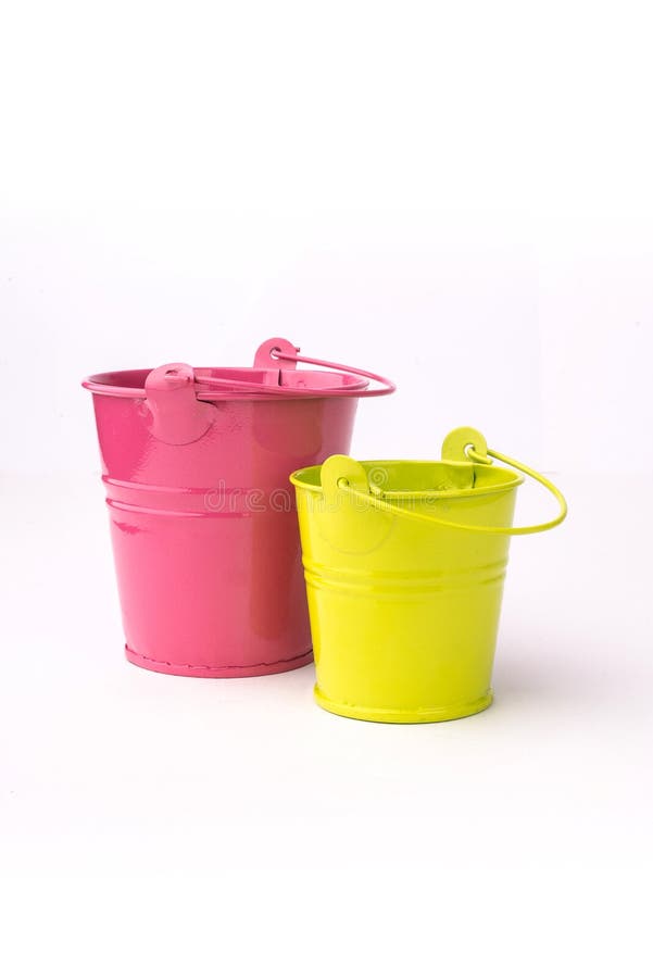 Colourful Buckets and Spades at Children`s Party. Stock Image - Image ...