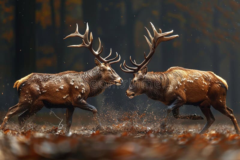 Two Bucks Fighting Each Other. Generative AI. Stock Illustration ...