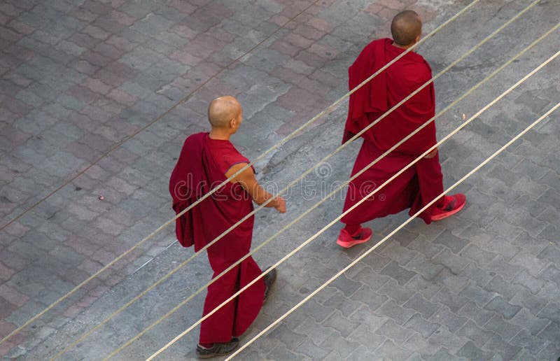 Two Buddhist monks editorial stock photo. Image of cowl - 134287738