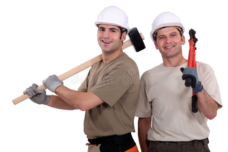 Two builder friends stock photo. Image of metal, installing - 29298452