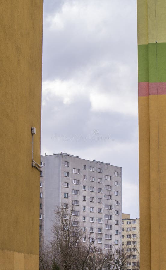 Between two buildings stock image. Image of flats, condo - 253193083