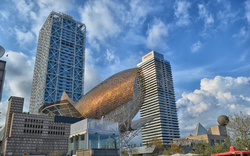 Two Buildings Near Barcelona Beach Stock Image - Image of structure ...