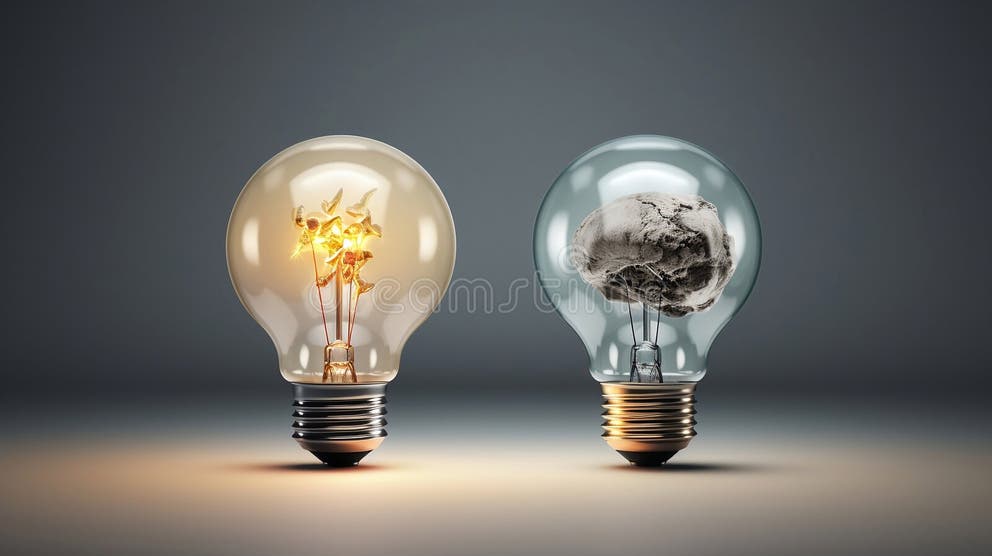 Two Bulbs, One Light Bulb, One Environment Pollution, Generative AI ...