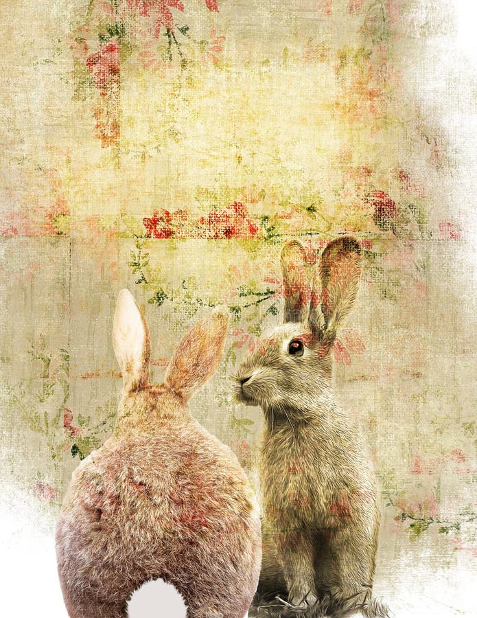 Two Bunnies Easter Collage stock photo. Image of easter - 238690434
