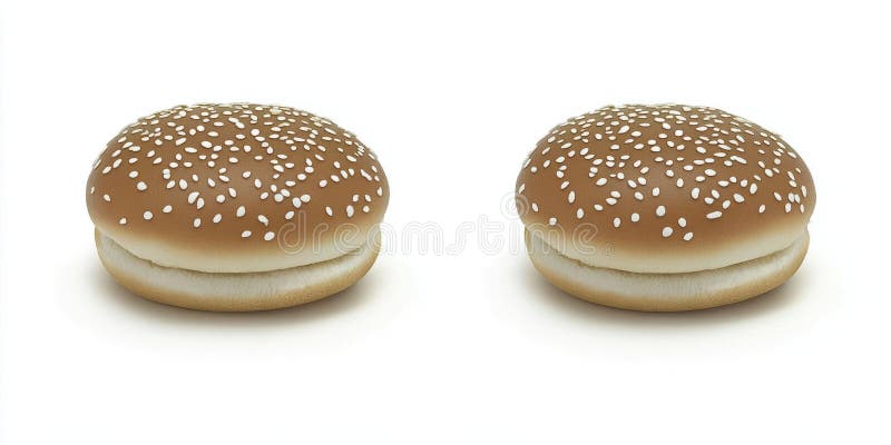 Two Burger Buns Sit on a White Surface, Ready To Eat, Sandwich ...