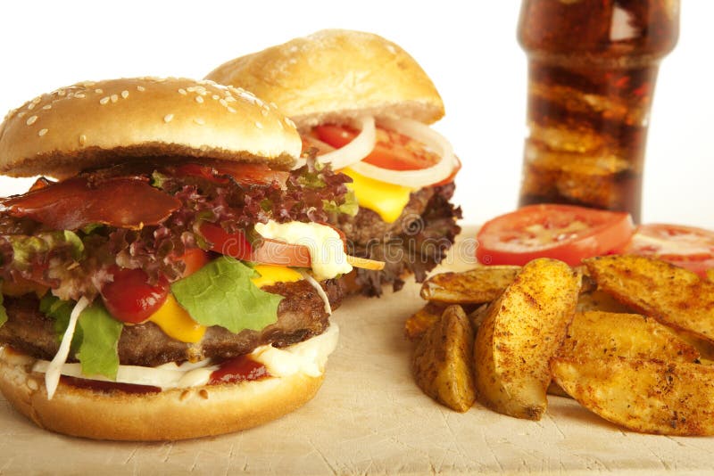 Burger with cola stock image. Image of cheese, hamburger - 48668073