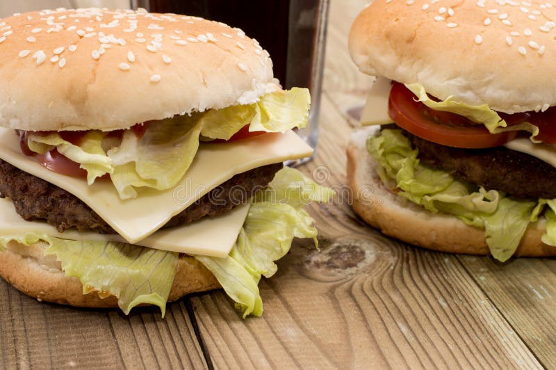 Two Burger with Softdrink stock image. Image of lunch - 27117457
