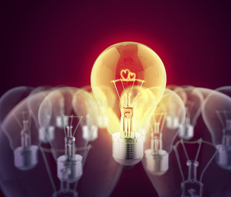 Two Burning Heart in the Electric Lamp Stock Photo - Image of heat ...