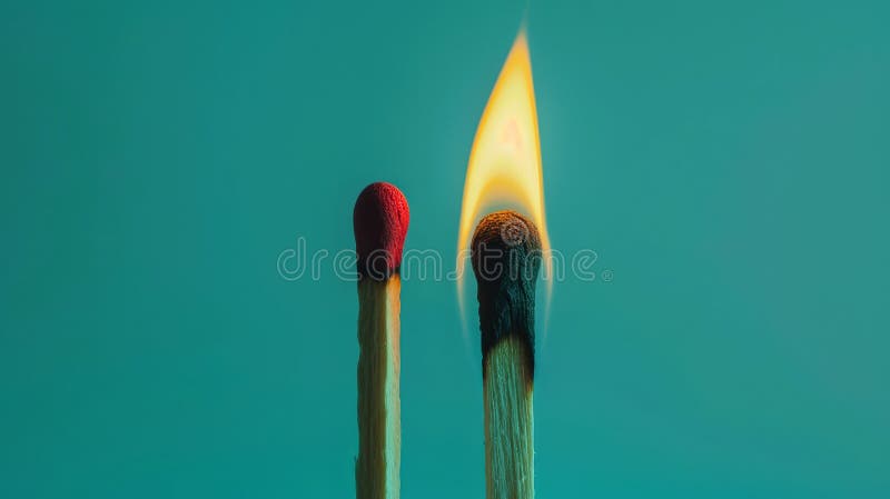 Two Burning Matches on Pastel Blue Background, Ideas, Emotional Burnout ...