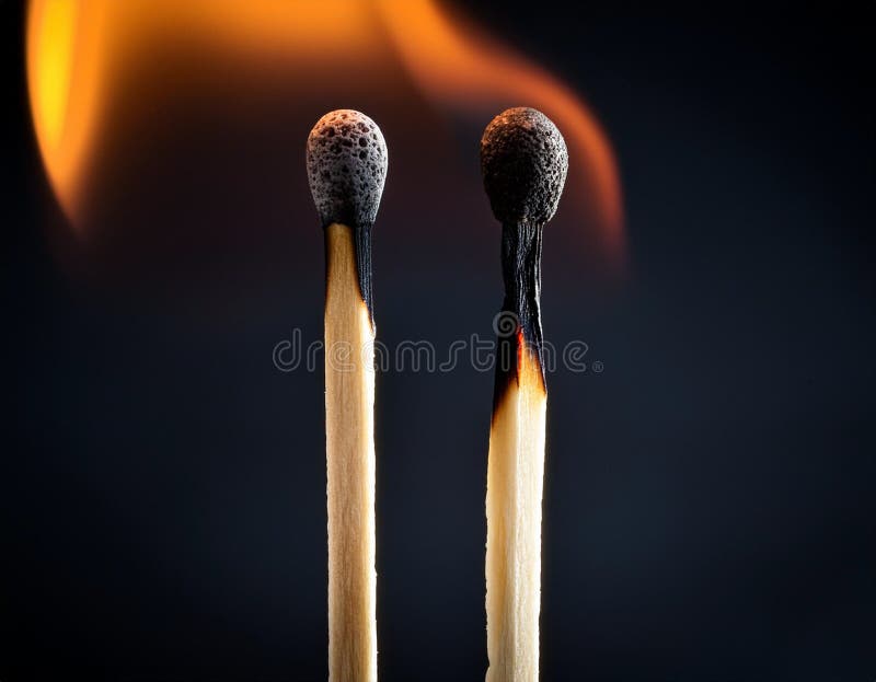 Two Burnt Matchsticks in a Row Symbolizing Loss of Motivation and ...