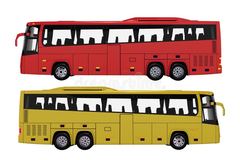 Two Buses Side View stock illustration. Illustration of render - 42121761