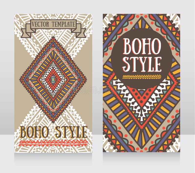 Two Business Cards Template for Boho Style Stock Vector - Illustration ...