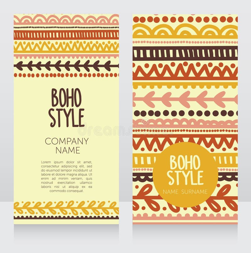 Two Business Cards Template for Boho Style Stock Vector - Illustration ...