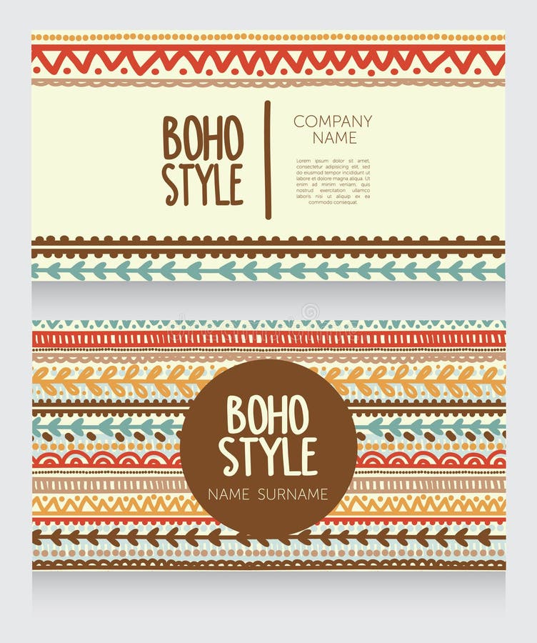 Two Business Cards Template for Boho Style Stock Vector - Illustration ...