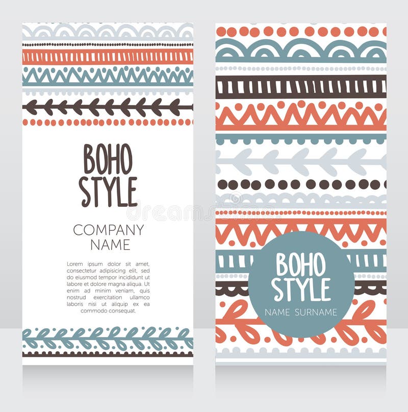 Two Business Cards Template for Boho Style Stock Vector - Illustration ...