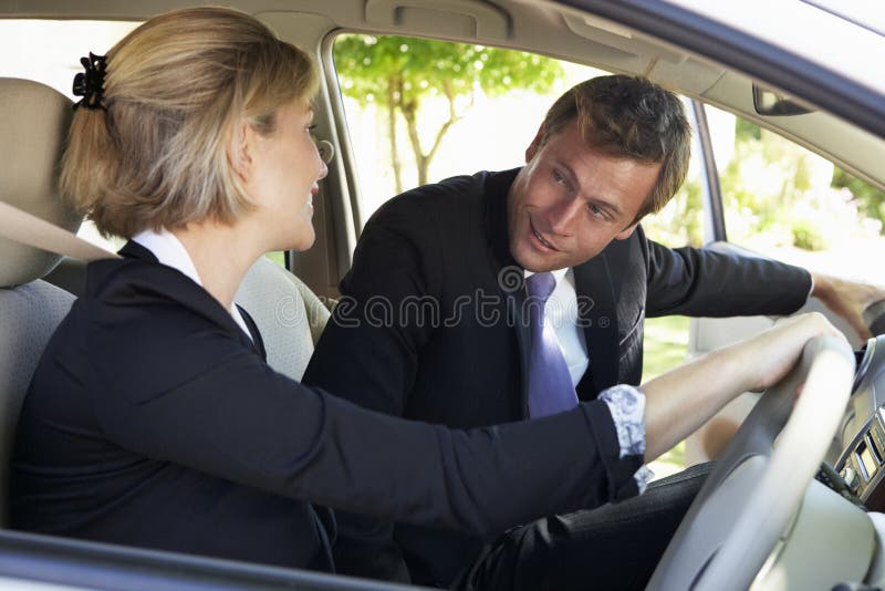 Two Business Colleagues Car Pooling Journey into Work Stock Photo ...