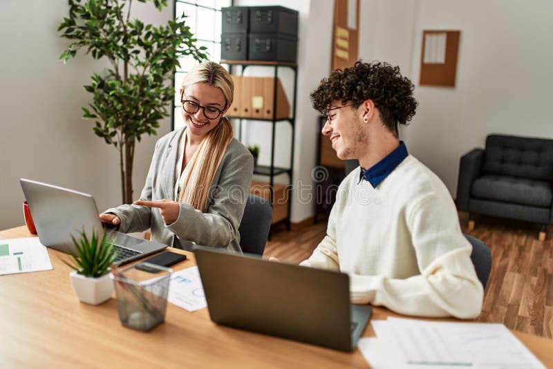 Two Business Executives Working at the Office Stock Photo - Image of ...