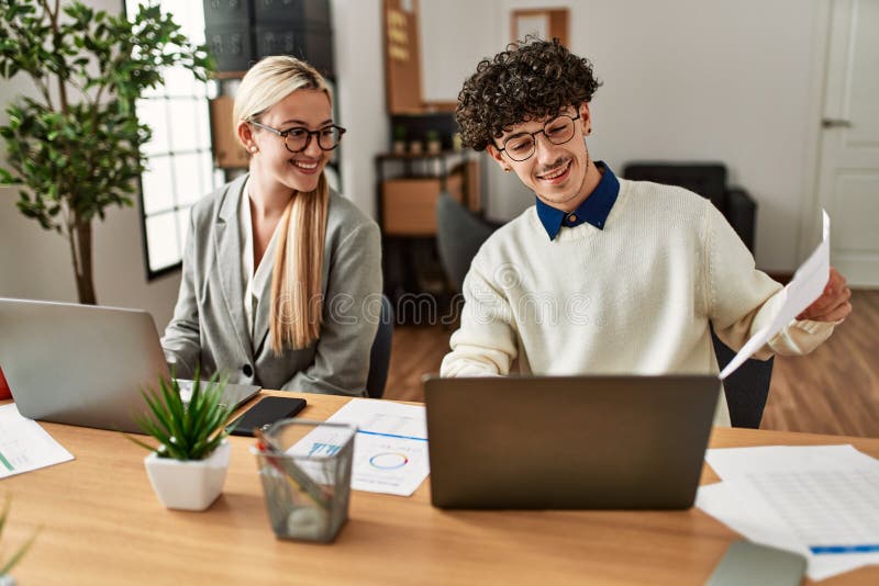 Two Business Executives Working at the Office Stock Photo - Image of ...