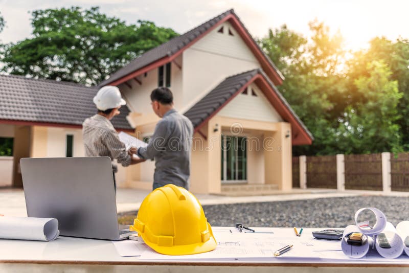 Two Business Man Professional Engineer Worker at the House Building ...