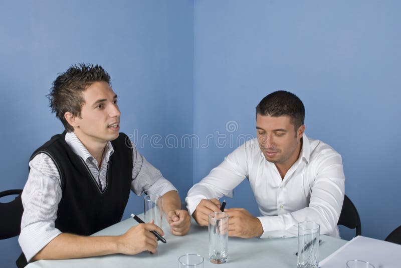 Two Business Men at Meeting Stock Image - Image of formal, colleagues ...