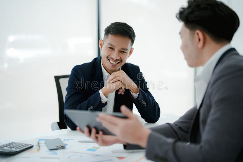 Two Business Men Meeting To Talking or Discuss Marketing Work in ...