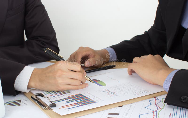 Two Business Men Review the Documents Stock Image - Image of business ...