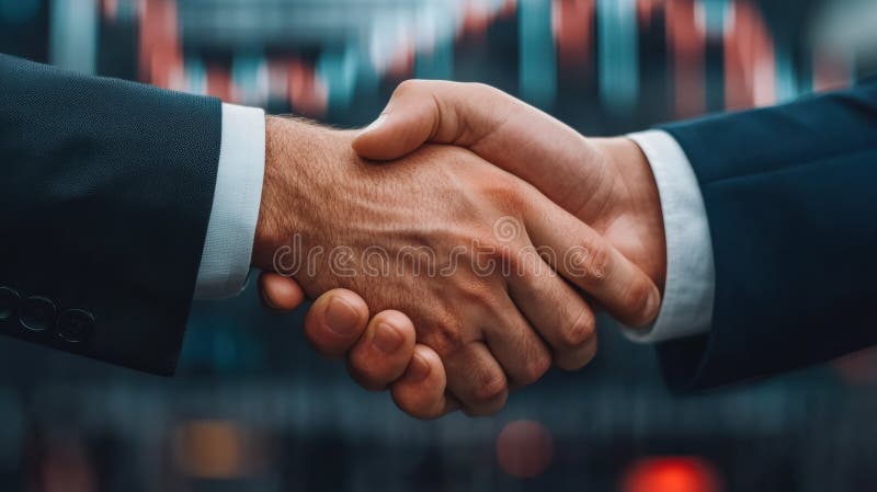 Two Business Men Shaking Hands in Front of a Stock Market, AI Stock ...