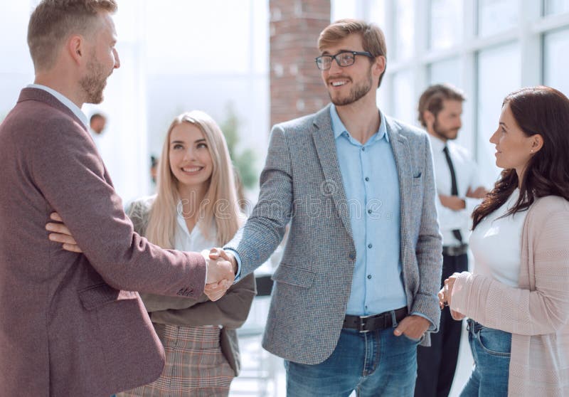 Two Business Men Shaking Hands, Greeting Each Other Stock Photo - Image ...