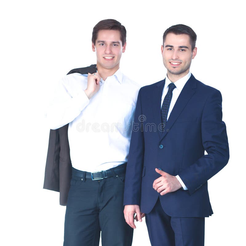 Two Business Men Standing Isolated on White Background Stock Photo ...