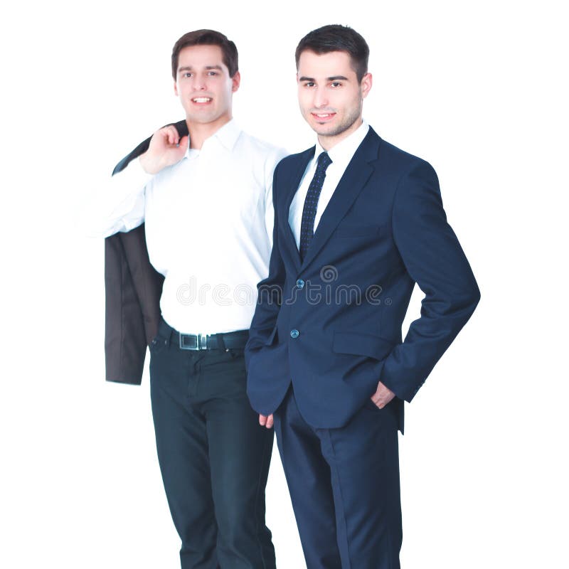 Two Business Men Standing Isolated on White Background Stock Image ...