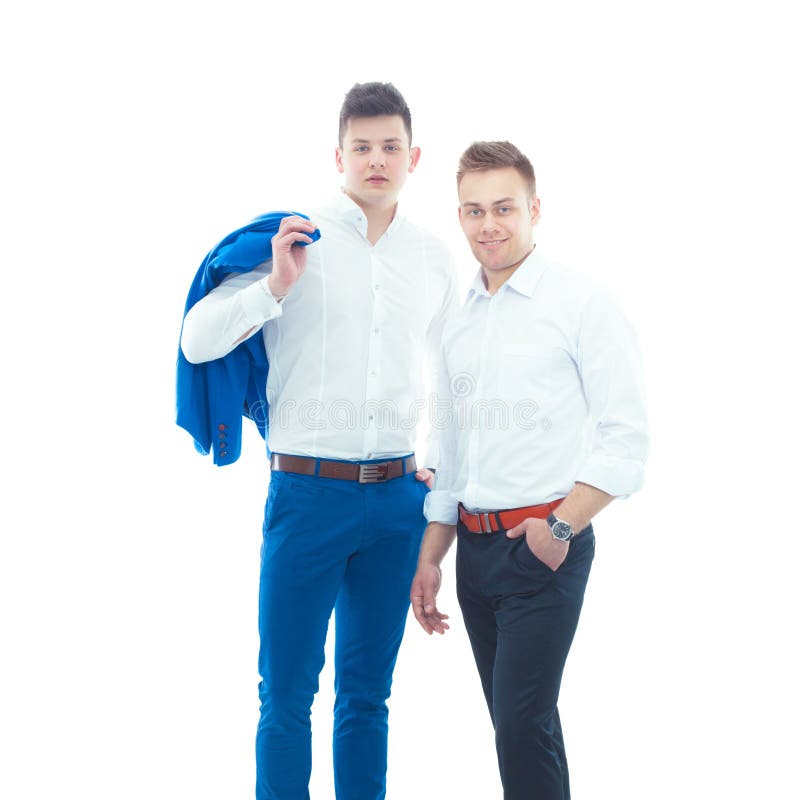 Two Business Men Standing Isolated on White Background Stock Photo ...