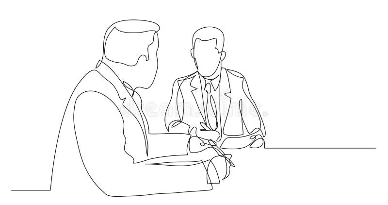 Two Business Negotiators Talking about Work Contract - One Line Drawing ...