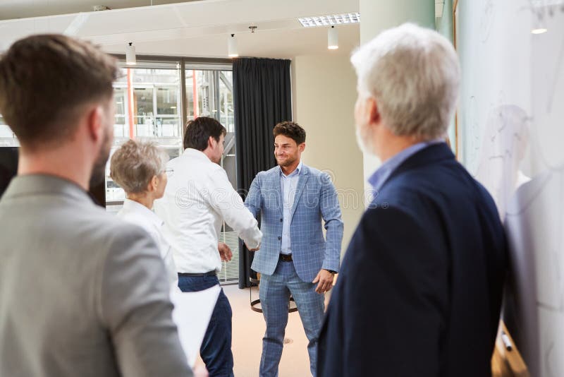 Two Business Partners Handshake in the Office Stock Image - Image of ...