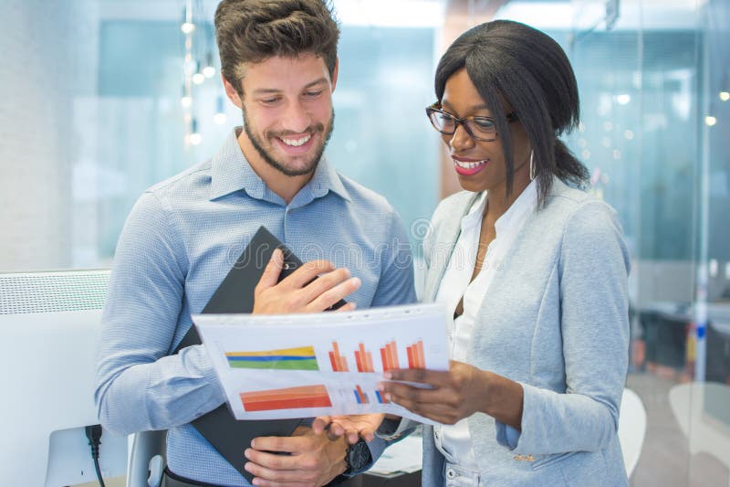 Two Business Partners Meeting in Modern Office. Stock Image - Image of ...