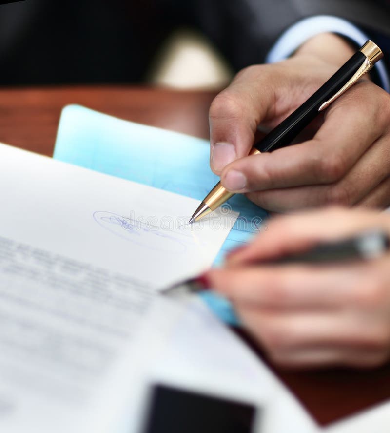 Two Business Partners Signing Stock Image - Image of contract, final ...