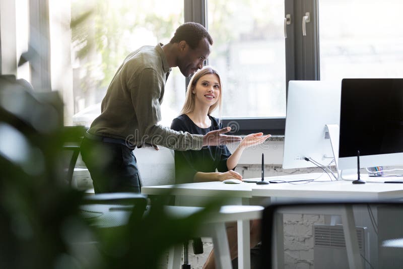 Two Business Partners Working Together Stock Image - Image of indoor ...