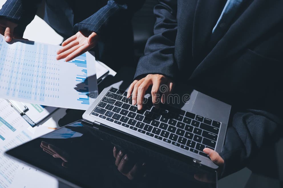 Two Business People Analyzing the Data Stock Image - Image of computer ...