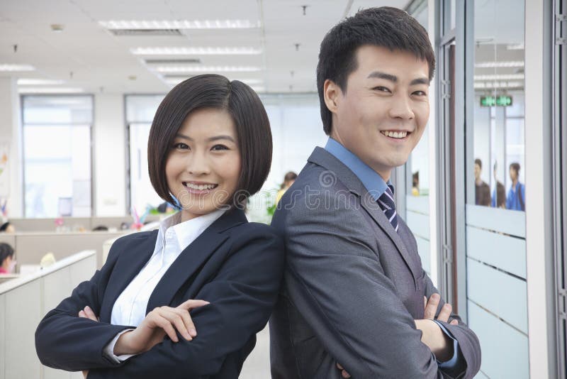 Two Business People with Arms Crossed Stock Photo - Image of happiness ...
