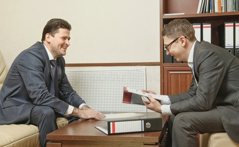 Two Business People Direct Negotiations in the Office Stock Photo ...